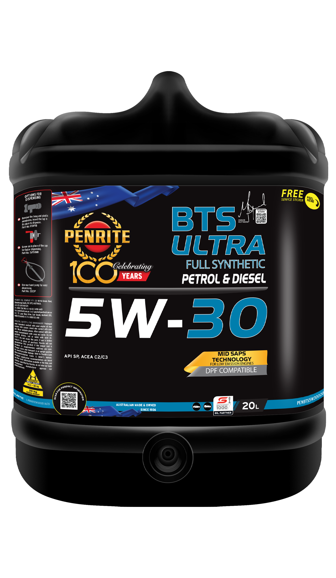 BTS ULTRA 5W-30 (Full Synthetic) | Penrite Oil
