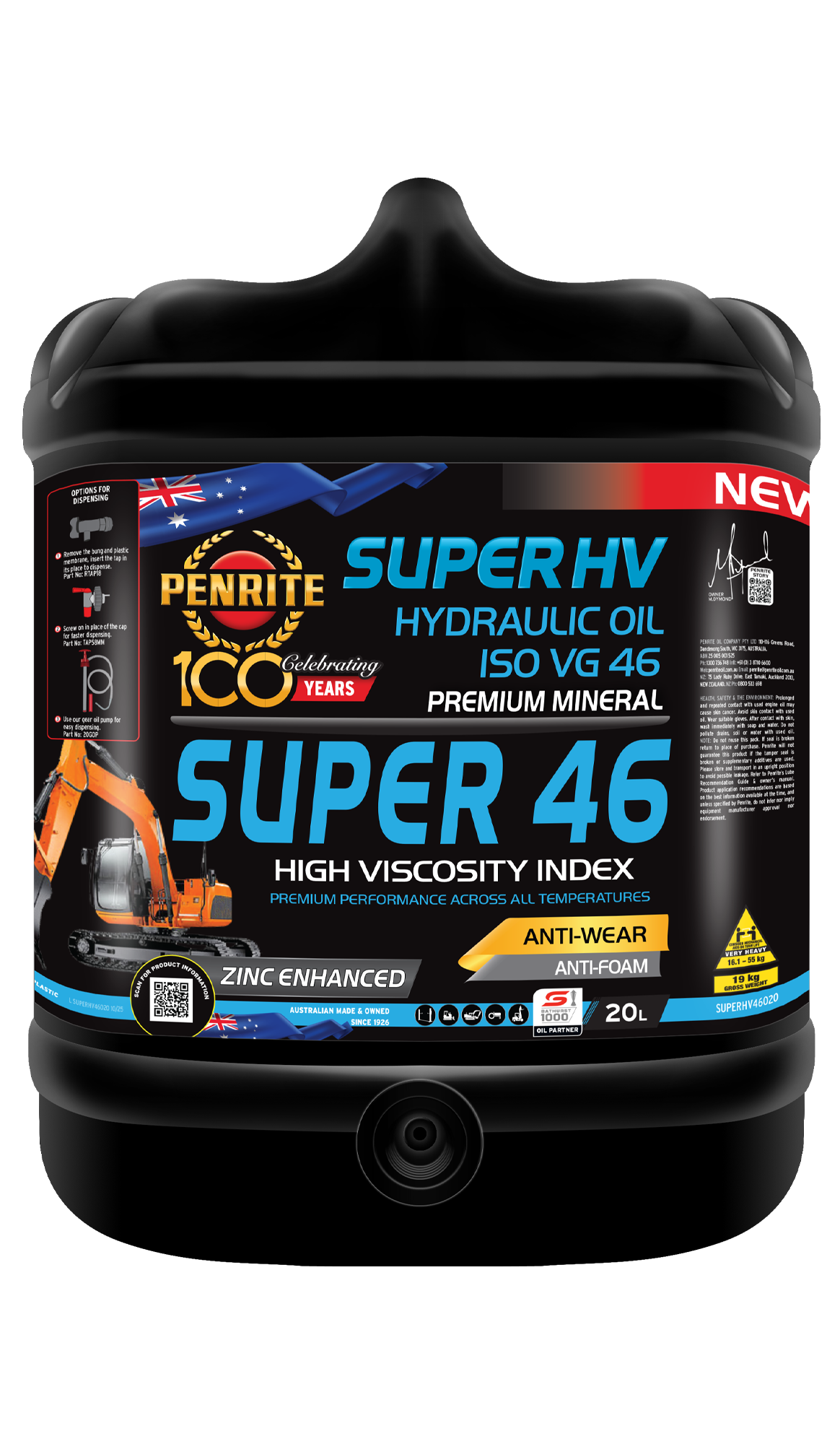 SUPER HV 46 HYDRAULIC OIL (Mineral) | Penrite Oil